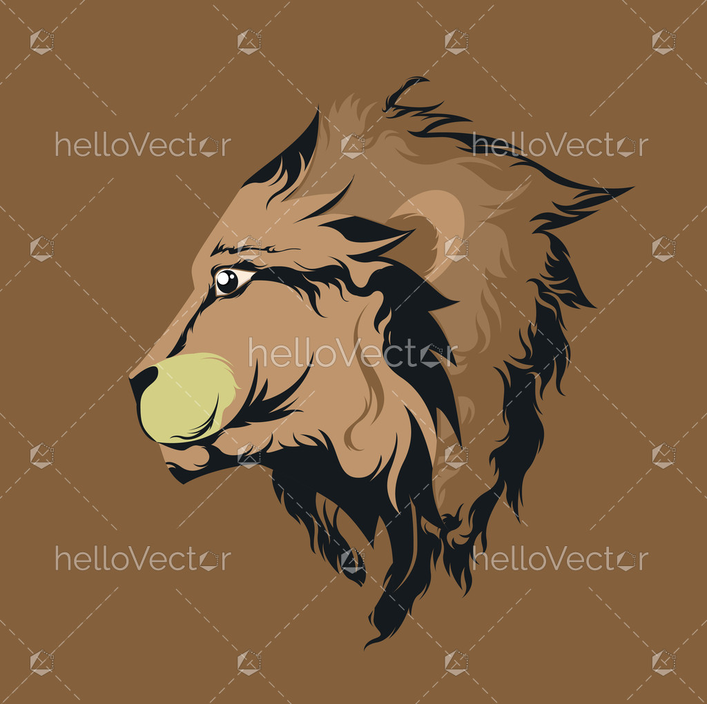 Side view lion face - Vector Illustration - Download Graphics & Vectors