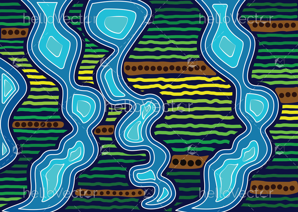 River, Aboriginal art vector painting with river - Download Graphics ...