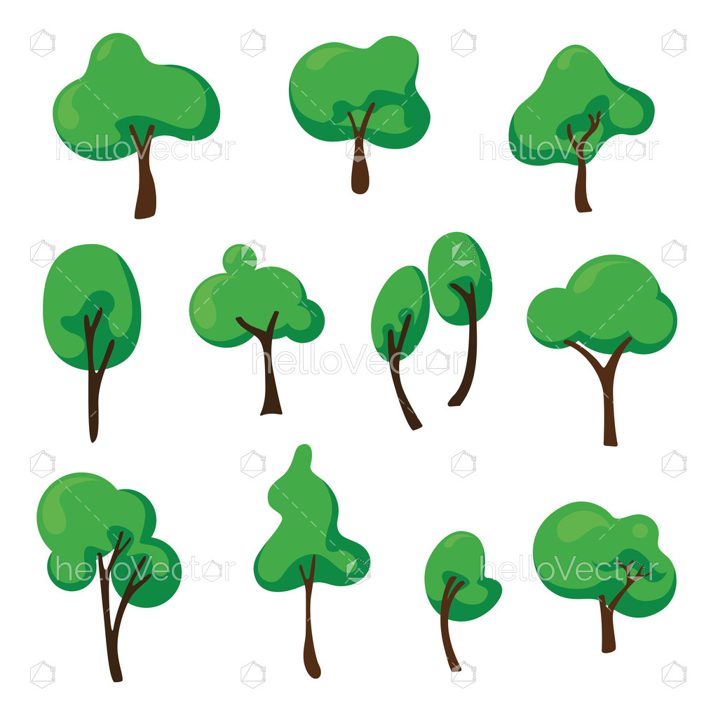 Set of vector abstract tree. Flat tree design illustration - Download ...