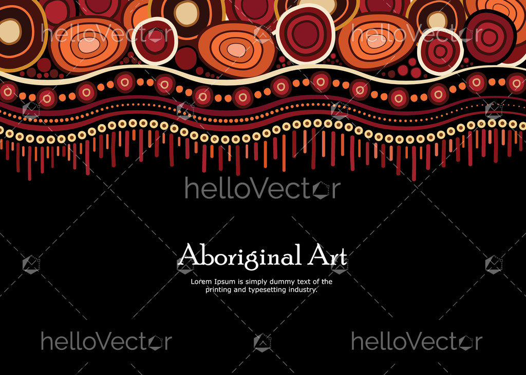 Aboriginal art vector banner with text. - Download Graphics & Vectors
