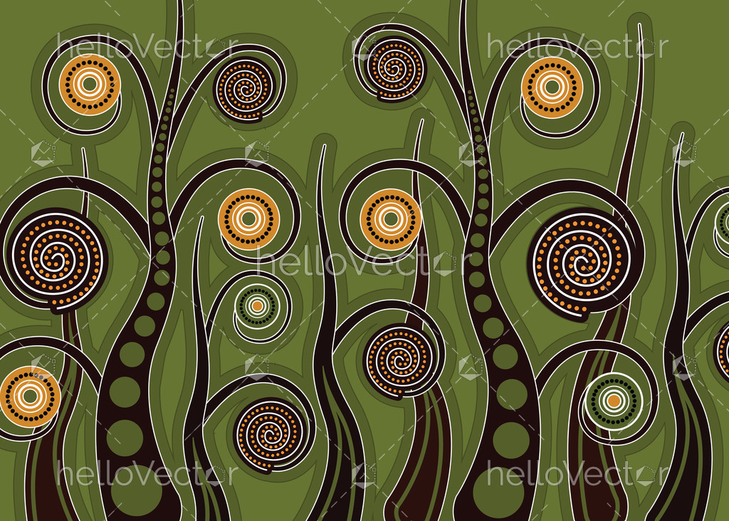 Aboriginal tree, Aboriginal art vector painting with tree. - Download ...