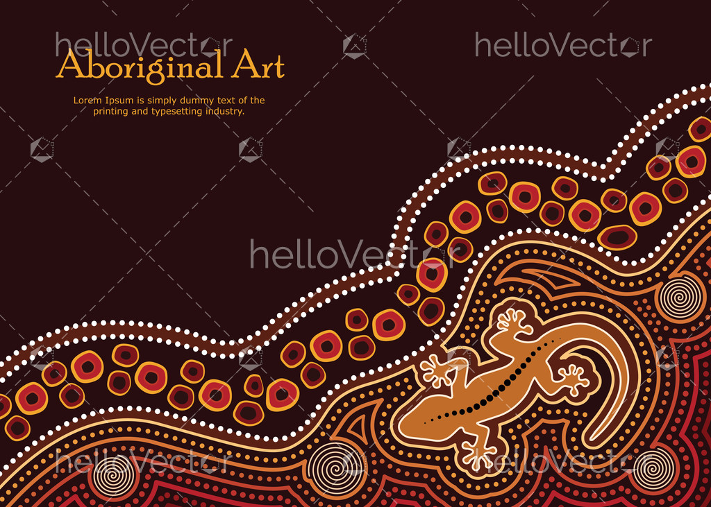 Aboriginal art vector Banner with text. Illustration based on ...