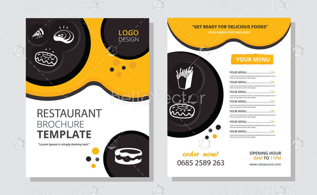 Restaurant brochure design vector template. - Download Graphics & Vectors