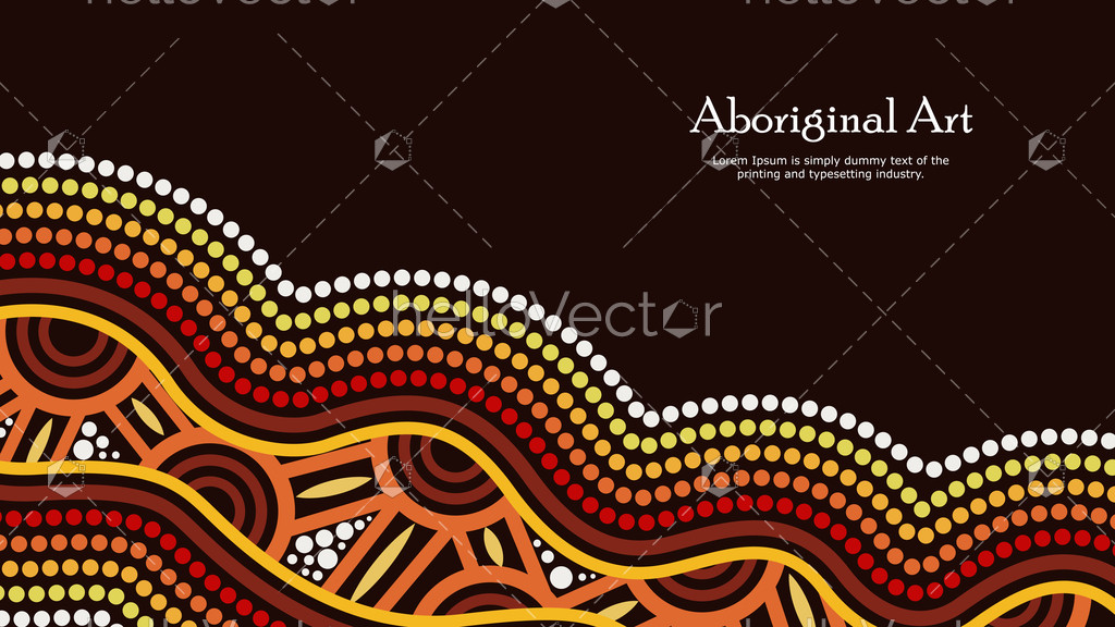 Aboriginal dot art vector banner with text. - Download Graphics & Vectors