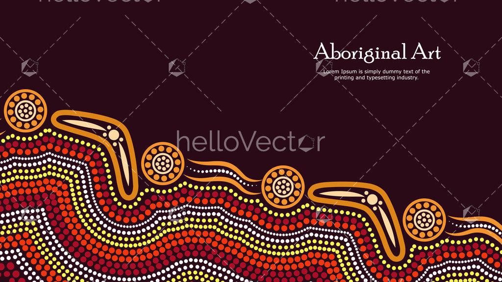 Aboriginal dot art vector banner with text. - Download Graphics & Vectors