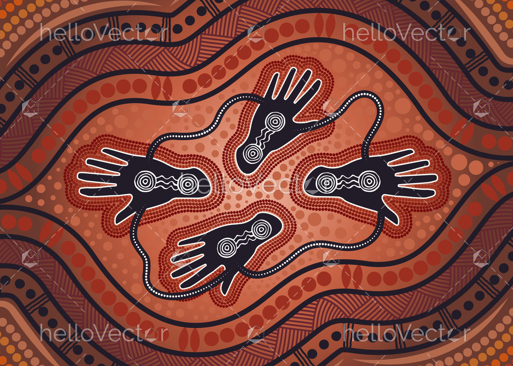 Aboriginal dot art vector painting. Friendship and unity concept ...