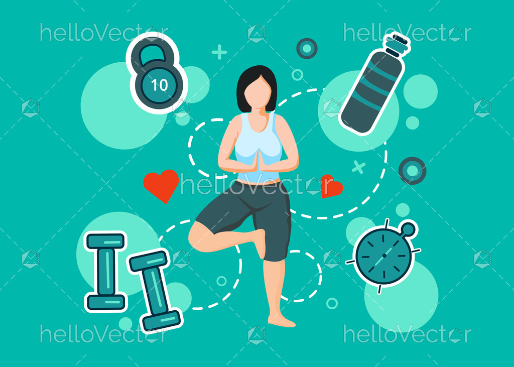 Health and fitness concept graphic, Women's fitness - Vector ...