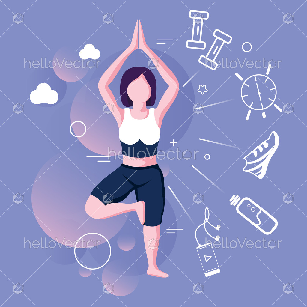 Health and fitness concept graphic, Women's fitness - Vector ...