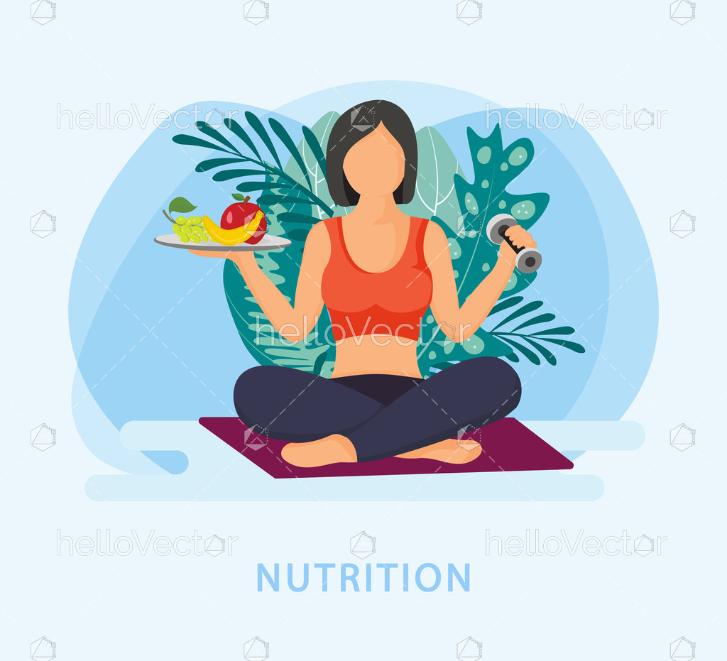 Health and fitness concept graphic, Women's fitness - Vector ...