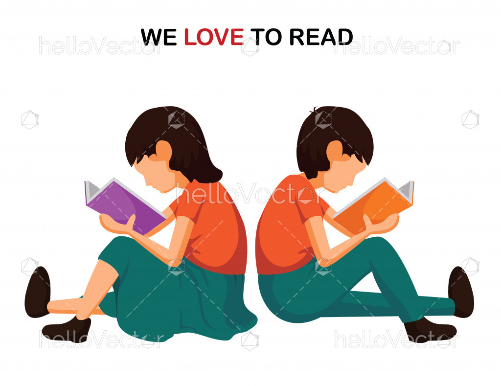 We love reading illustration - Download Graphics & Vectors