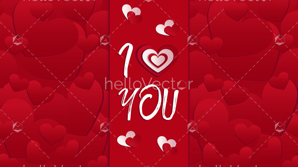 Red greeting card design with typography and Hearts - Vector ...