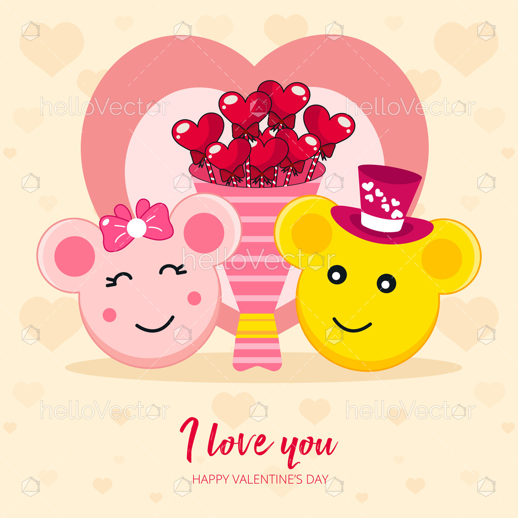 Cute cartoon character in love, Valentine's day background - Vector ...