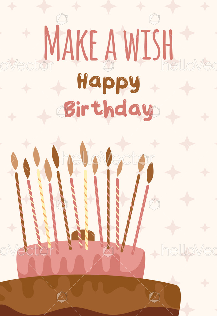 Minimal Birthday card design with cake, candles and typography - Vector ...