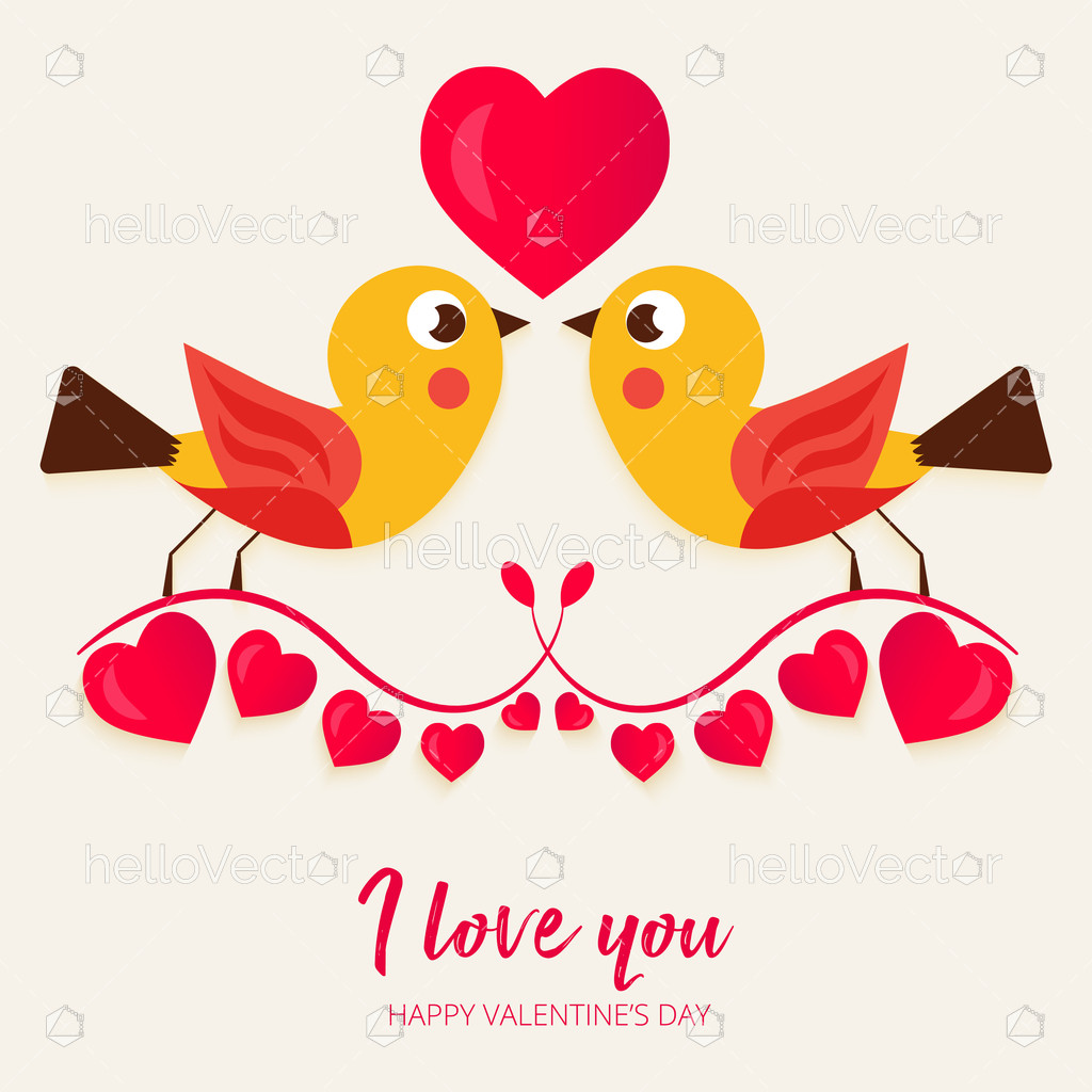 Cute birds in love, Valentine's graphic - Vector Illustration ...