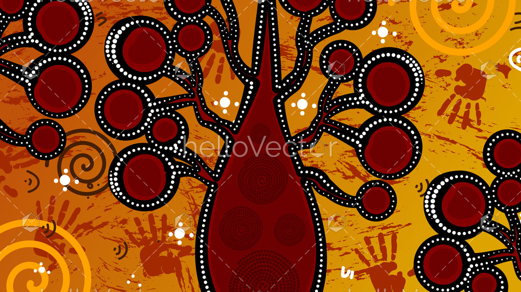 Boab (Baobab) Tree Vector, An illustration based on aboriginal style of ...
