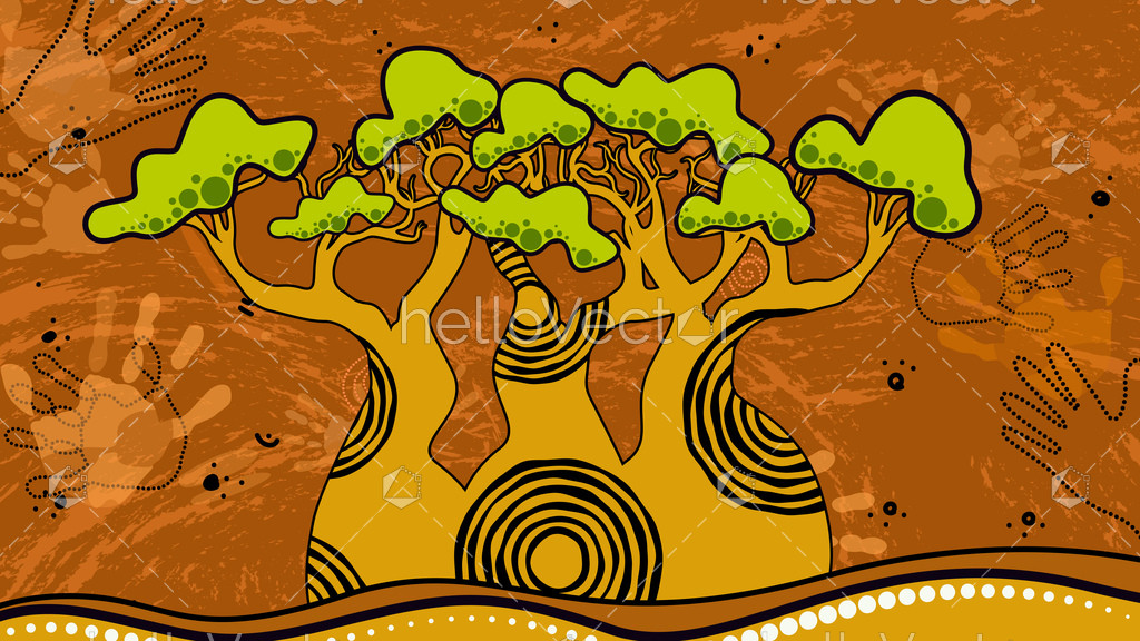 Boab (Baobab) Tree Vector, Nature Concept Painting - Download Graphics ...