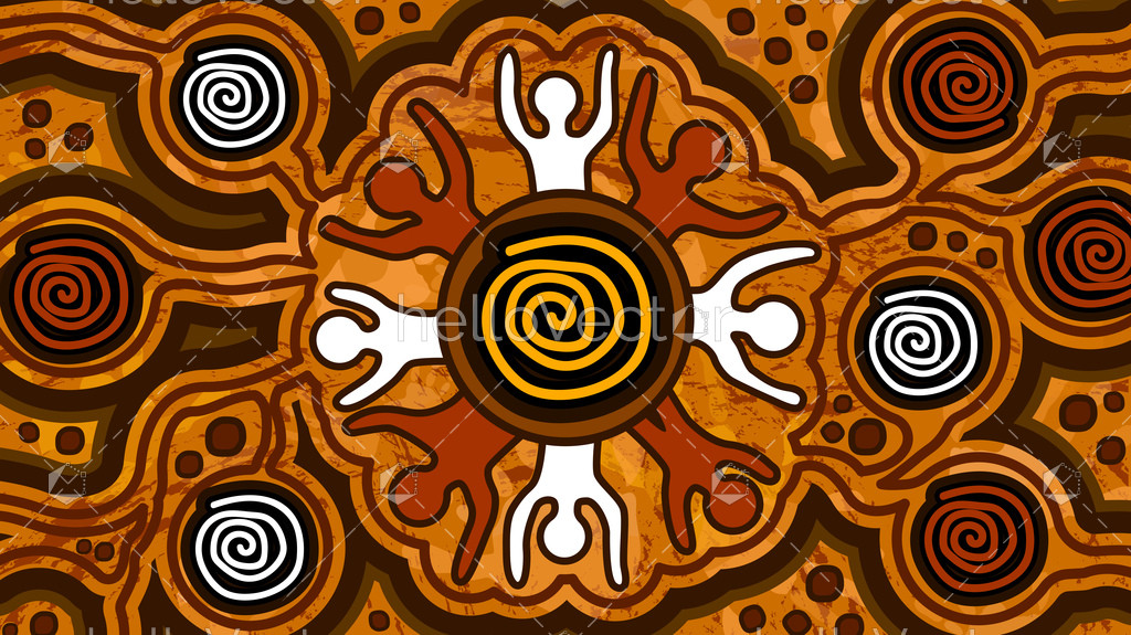 Aboriginal dot art vector painting. Friendship and unity concept ...