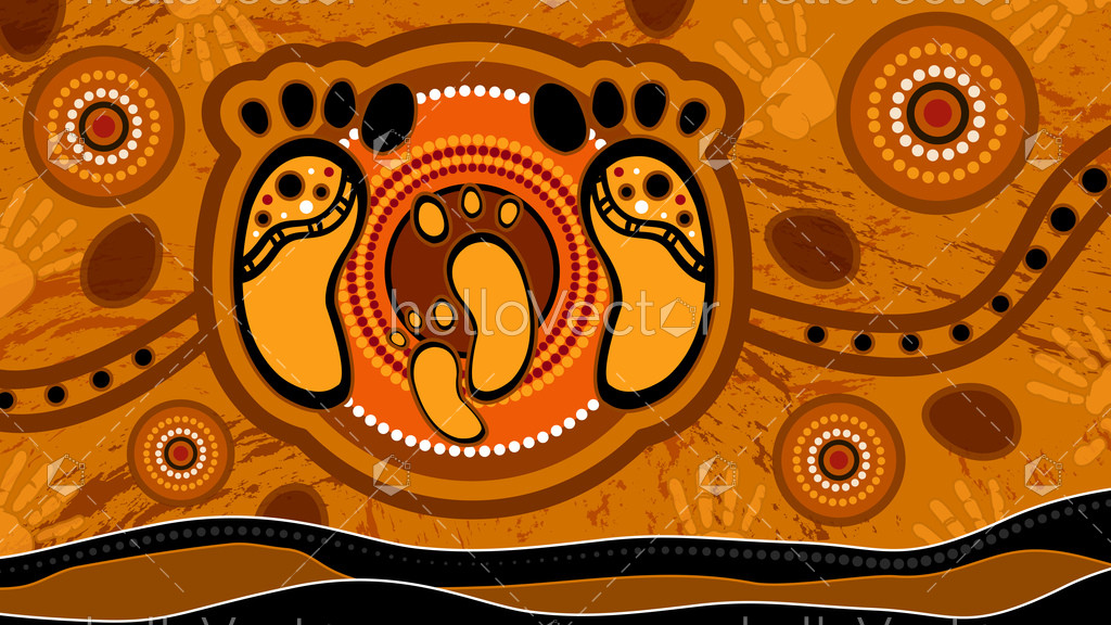 Aboriginal art vector painting. Family concept - Download Graphics ...