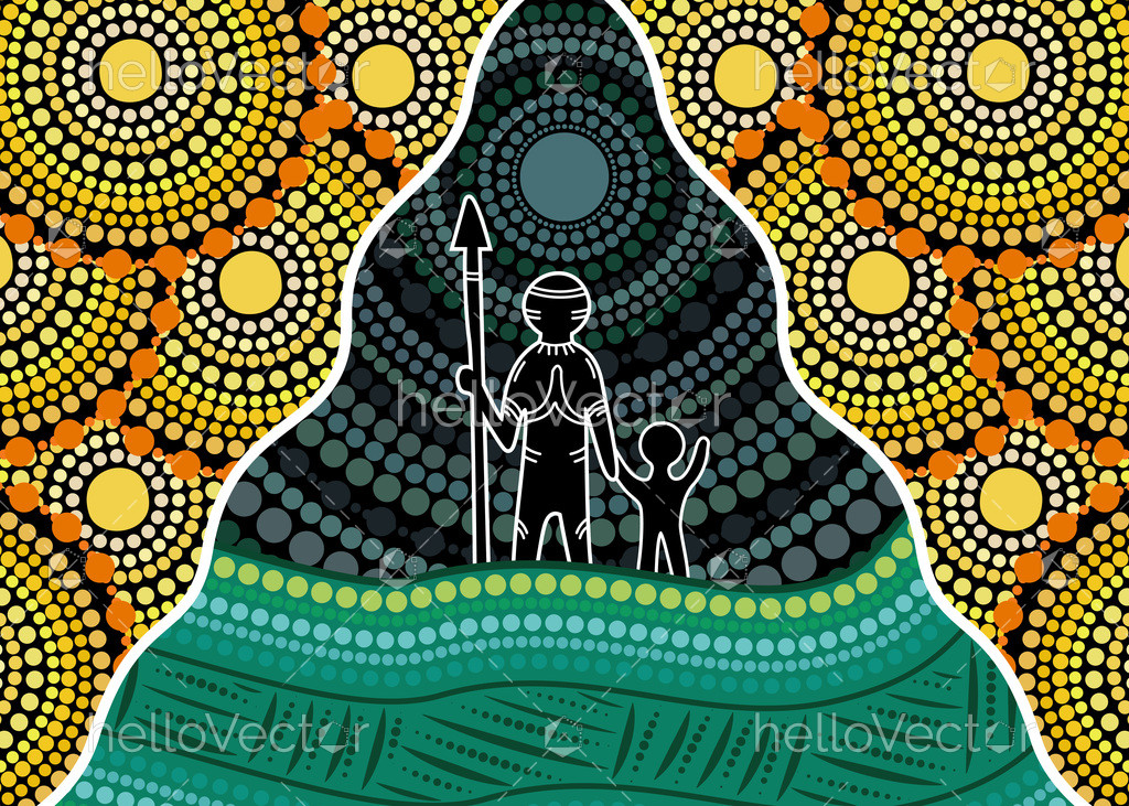Dot art vector painting - father and son concept - Download Graphics ...