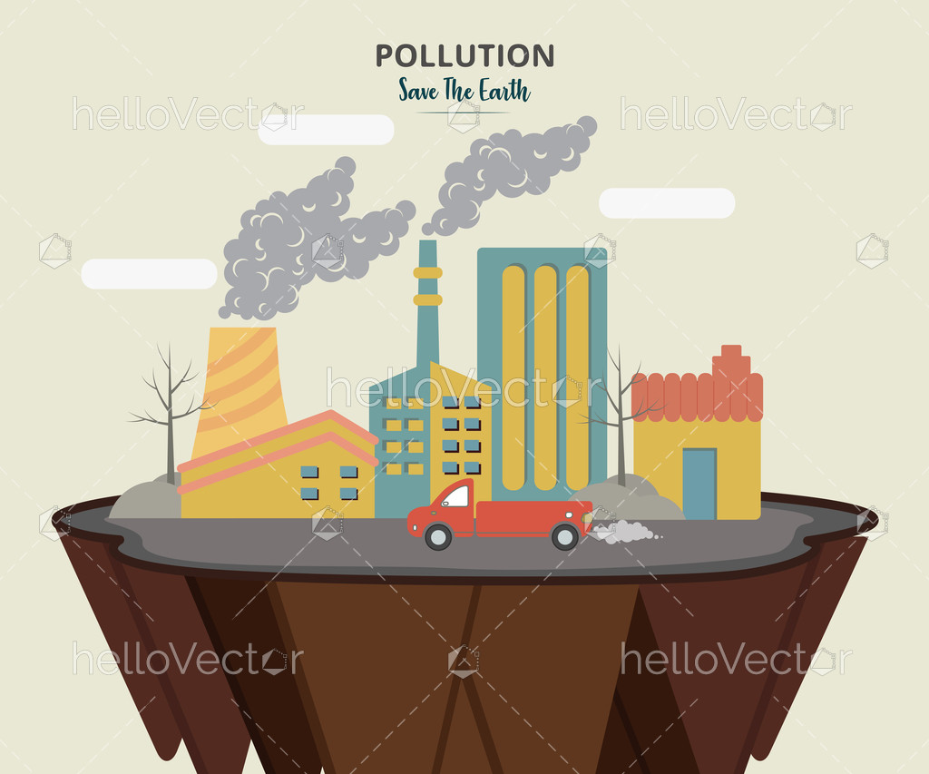 Industrial pollution of environment - Vector illustration - Download ...