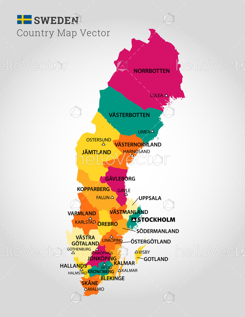 Detailed Map Of Sweden - Vector Illustration - Download Graphics & Vectors