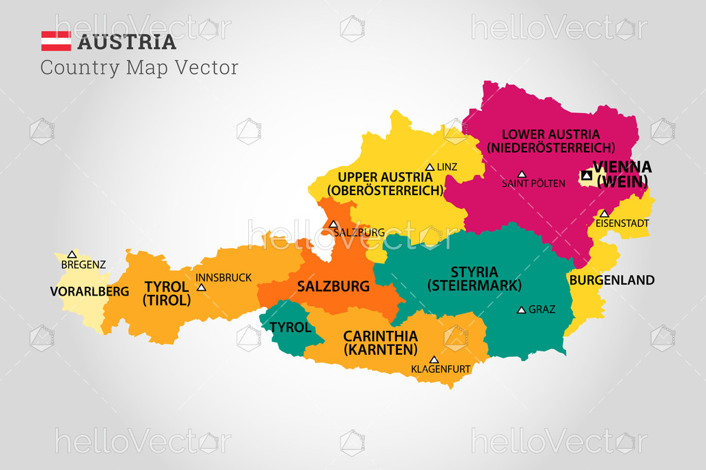 Detailed Map Of Austria - Vector Illustration - Download Graphics & Vectors