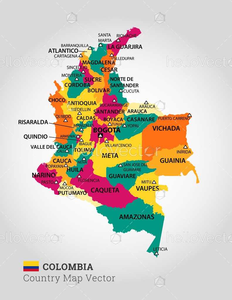 Detailed Map Of Colombia - Vector Illustration - Download Graphics ...