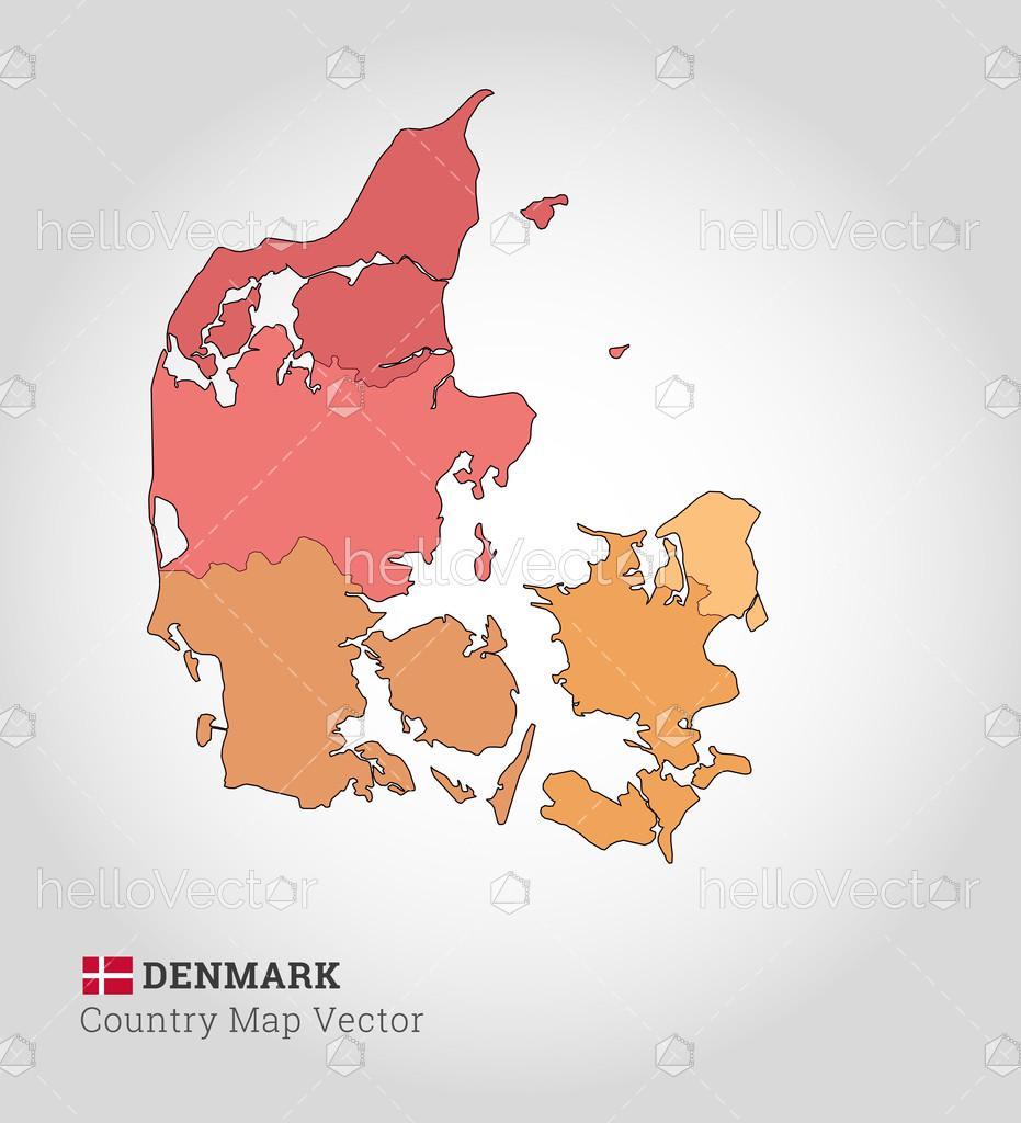 Denmark Colorful Map - Vector Illustration - Download Graphics & Vectors