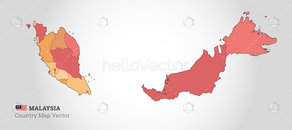 Malaysia Colorful Map Vector Illustration Download Graphics Vectors
