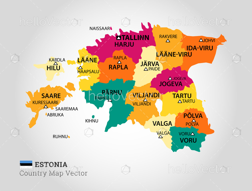 Detailed Map Of Estonia - Vector Illustration - Download Graphics & Vectors