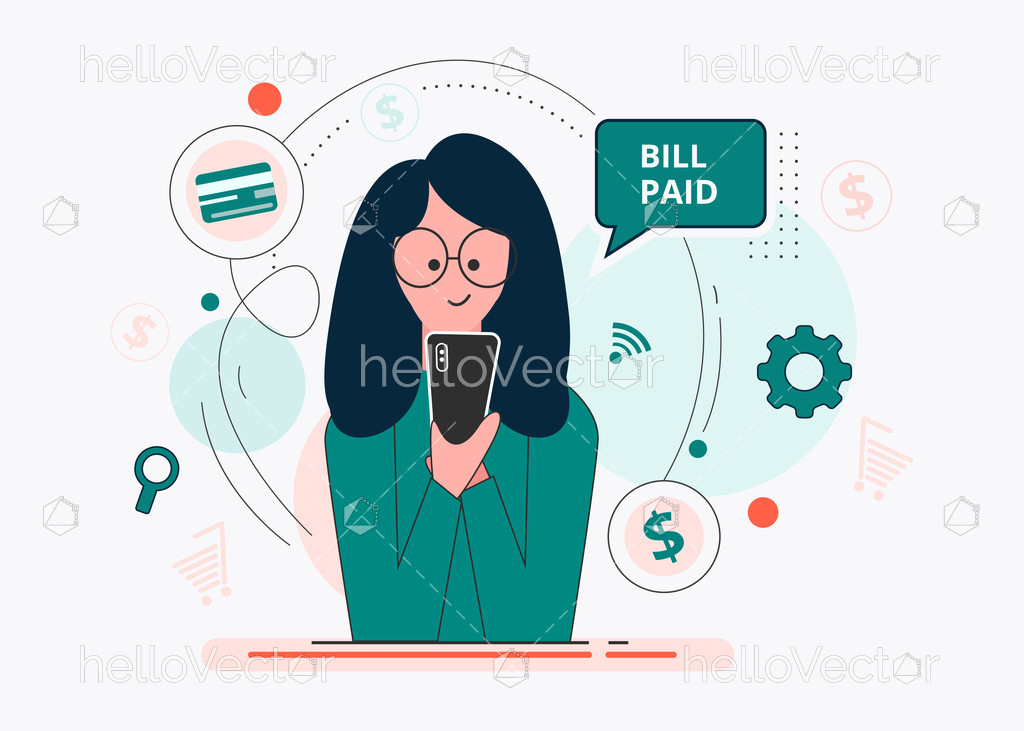 Online bill payment - Vector Illustration - Download Graphics & Vectors