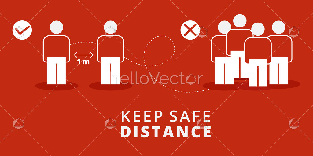 Keep distance signage illustration - Download Graphics & Vectors