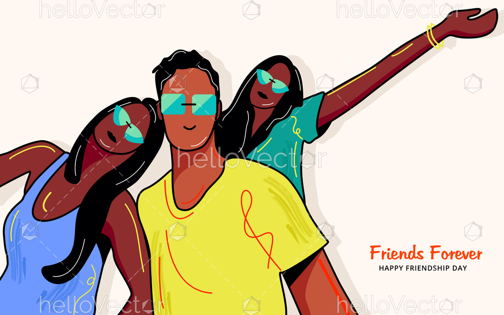 Happy friends cartoon, Friendship day illustration - Download Graphics ...