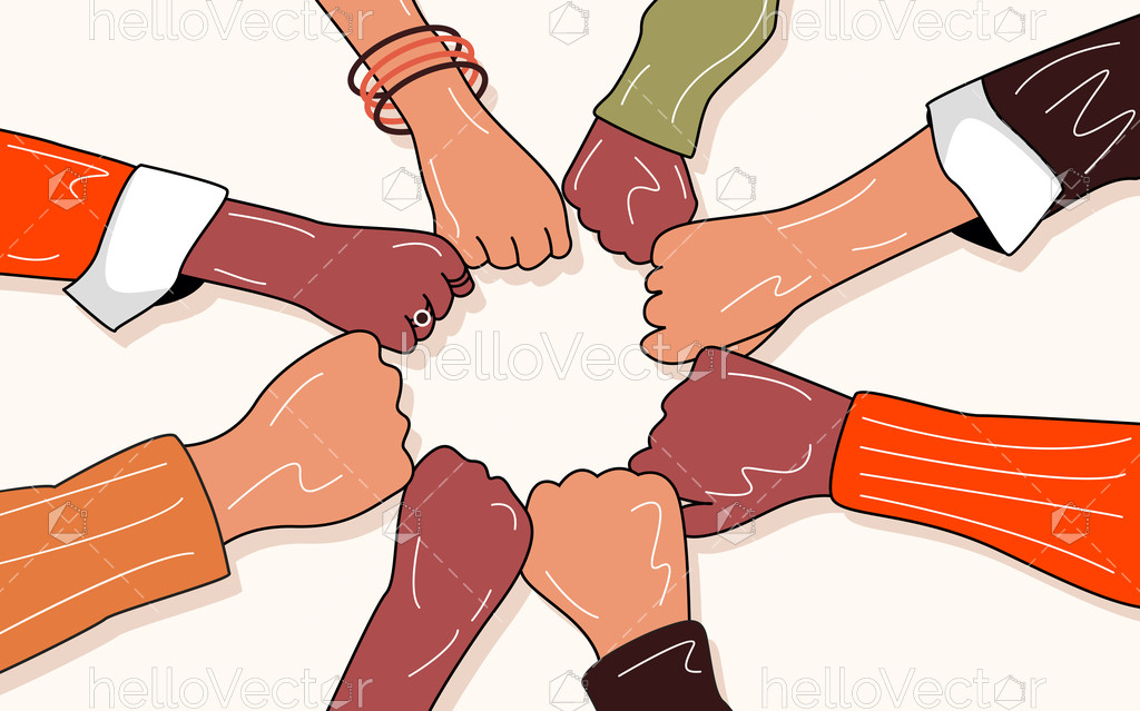 People putting hands together, friendship and unity concept ...