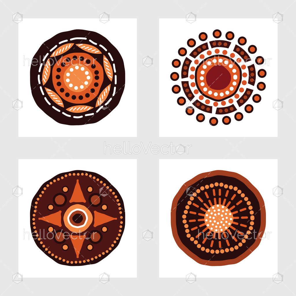 Aboriginal art painting icon set - Vector Illustration - Download ...