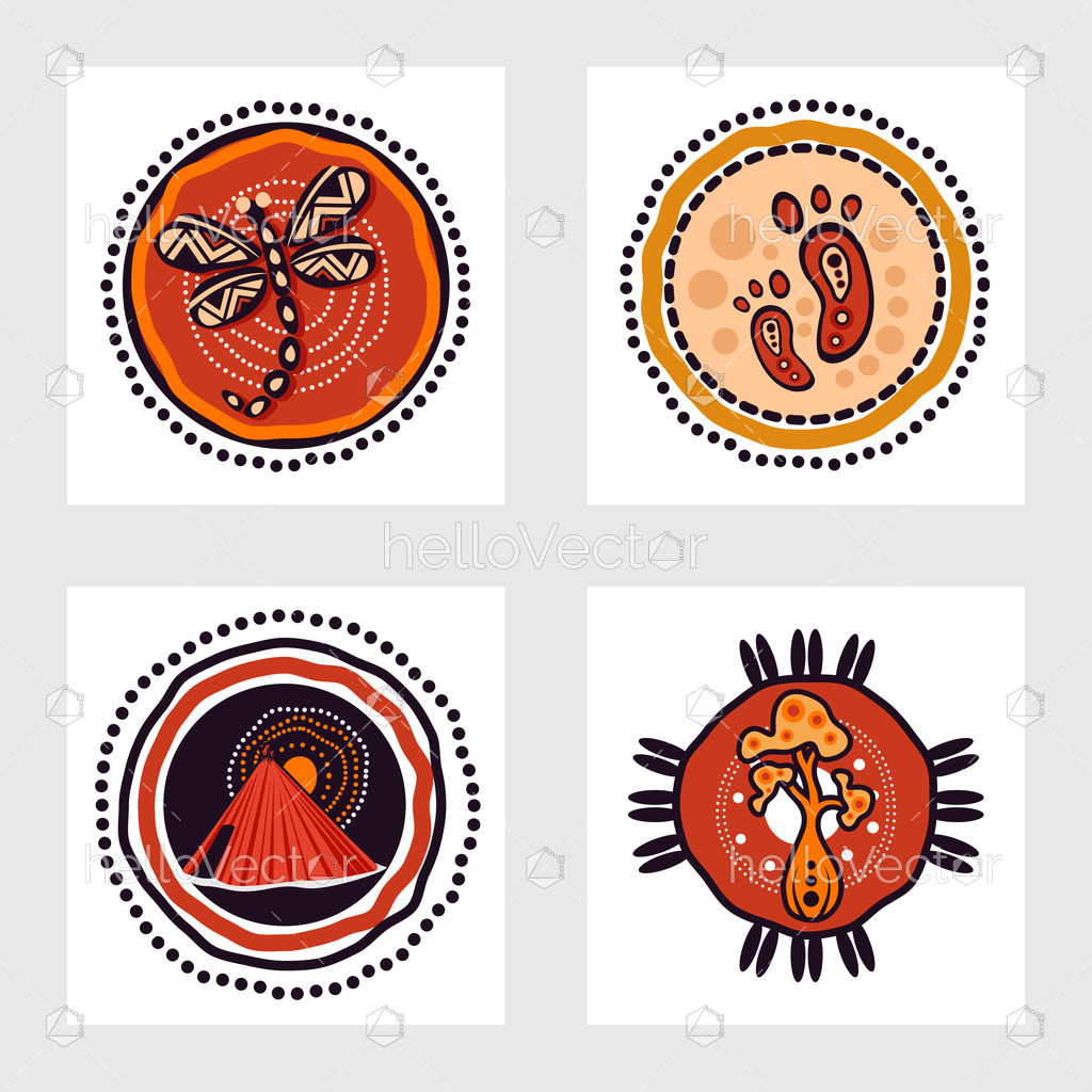 Aboriginal art painting icon set - Vector Illustration - Download ...