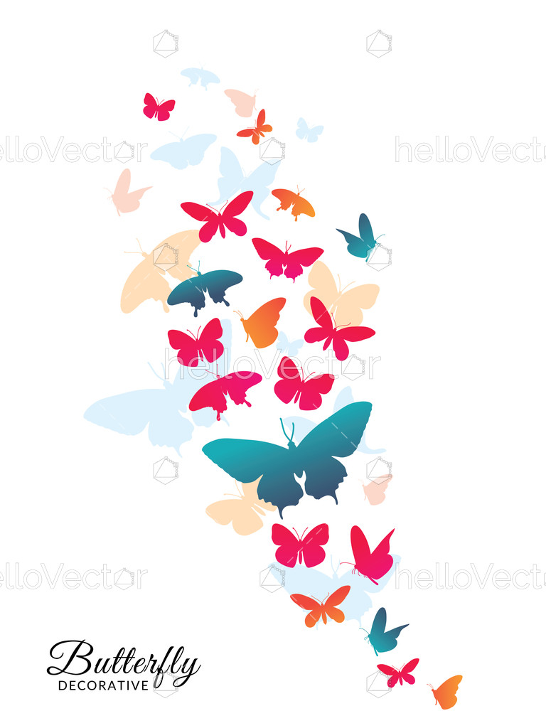 Flying flock of butterflies. Vector illustration - Download Graphics ...