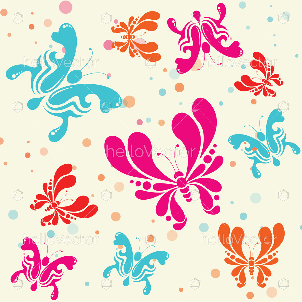 Colorful butterflies seamless pattern background - Vector Illustration ...