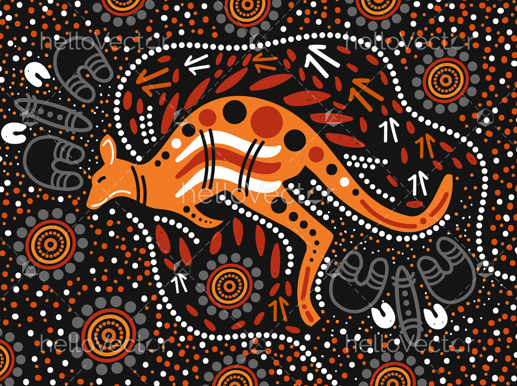Aboriginal kangaroo background - Download Graphics & Vectors