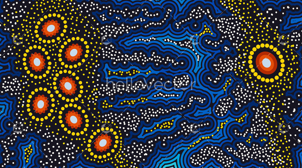 Vector background of aboriginal art dreaming - Download Graphics & Vectors