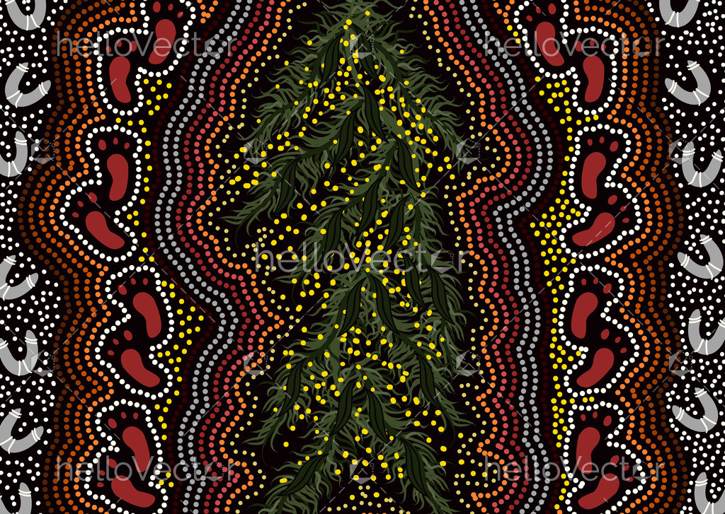 Aboriginal bush leaves painting - Download Graphics & Vectors