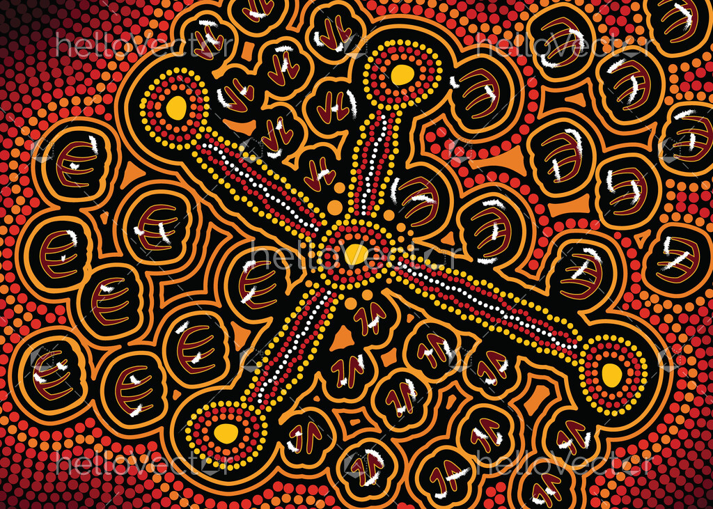 Animal track aboriginal dot art background - Download Graphics & Vectors