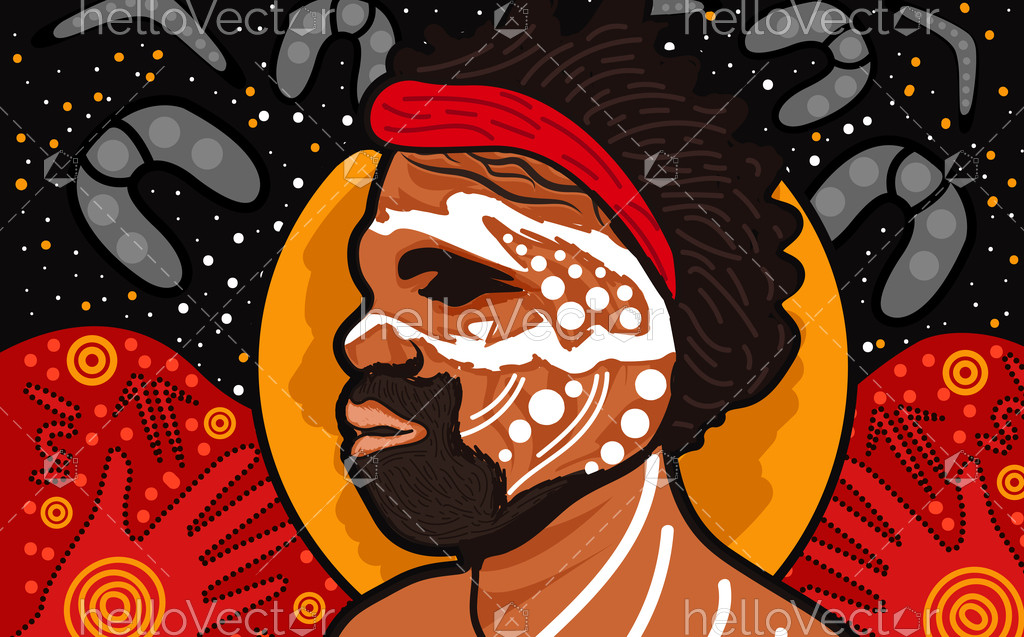 Aboriginal man painting - Download Graphics & Vectors
