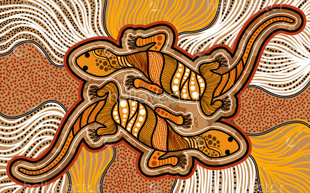 Aboriginal lizard painting - Download Graphics & Vectors