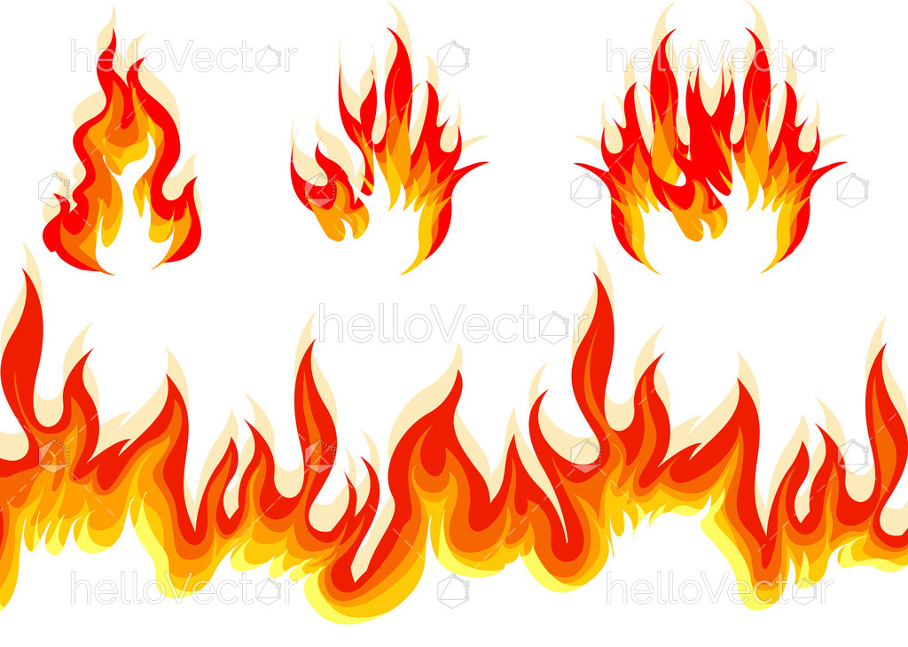 Red and orange fire flame vector set - Download Graphics & Vectors
