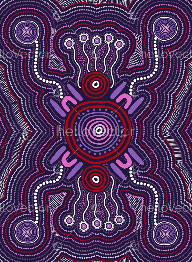 Purple aboriginal dot art - Download Graphics & Vectors