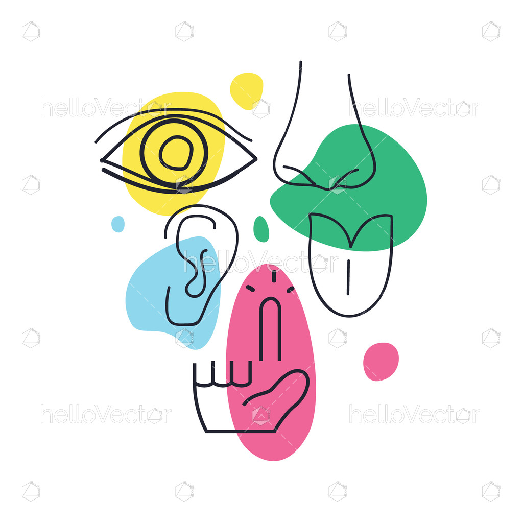 Hand drawn abstract icons representing the five human senses - Download ...