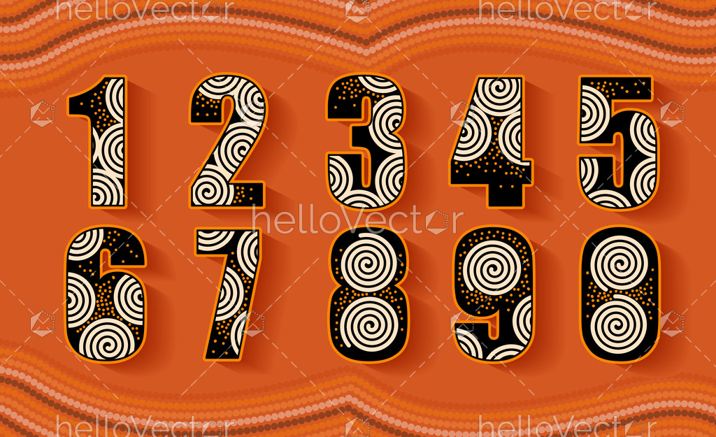 Numbers in aboriginal art style - Download Graphics & Vectors