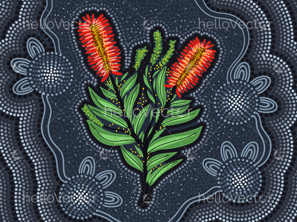 Bottle brush tree aboriginal painting - Download Graphics & Vectors