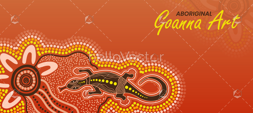 Goanna aboriginal art poster design - Download Graphics & Vectors